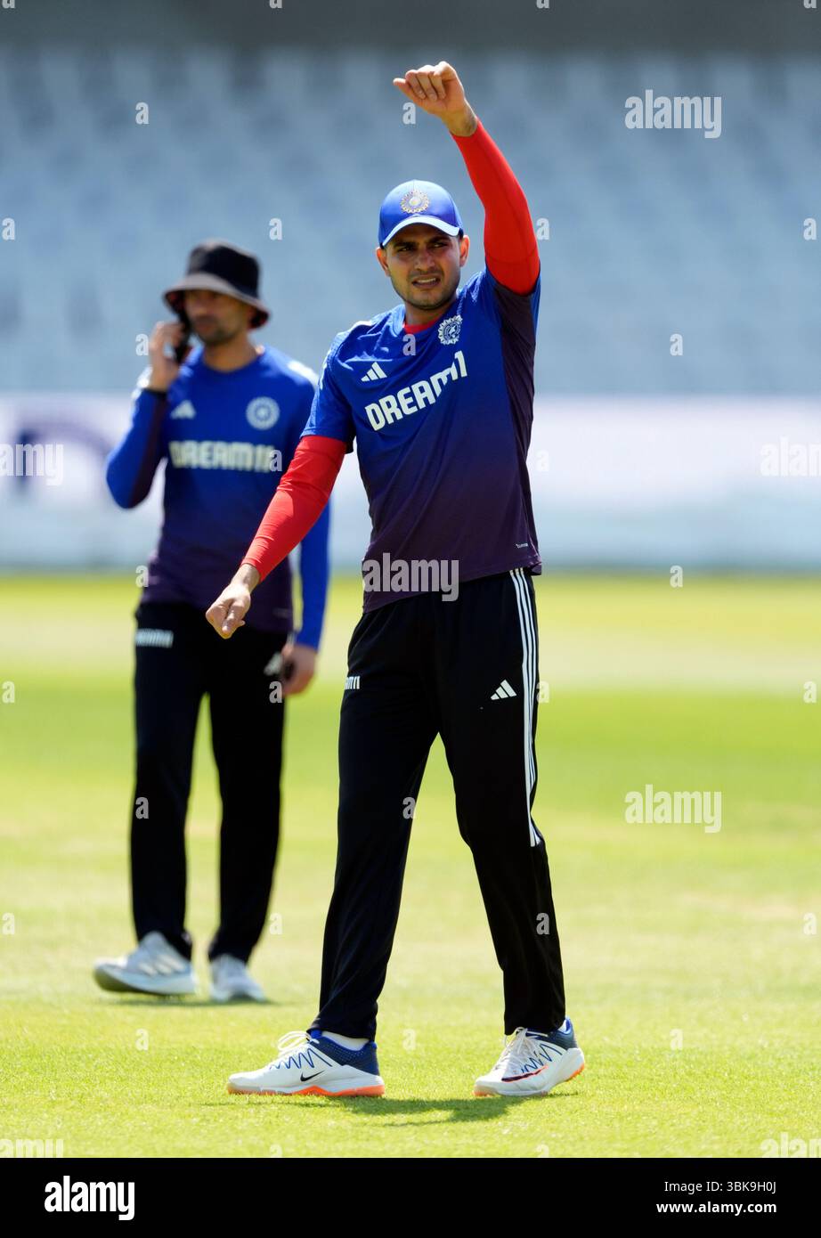 India's Shubman Gill during a nets session at Headingley, Leeds ...