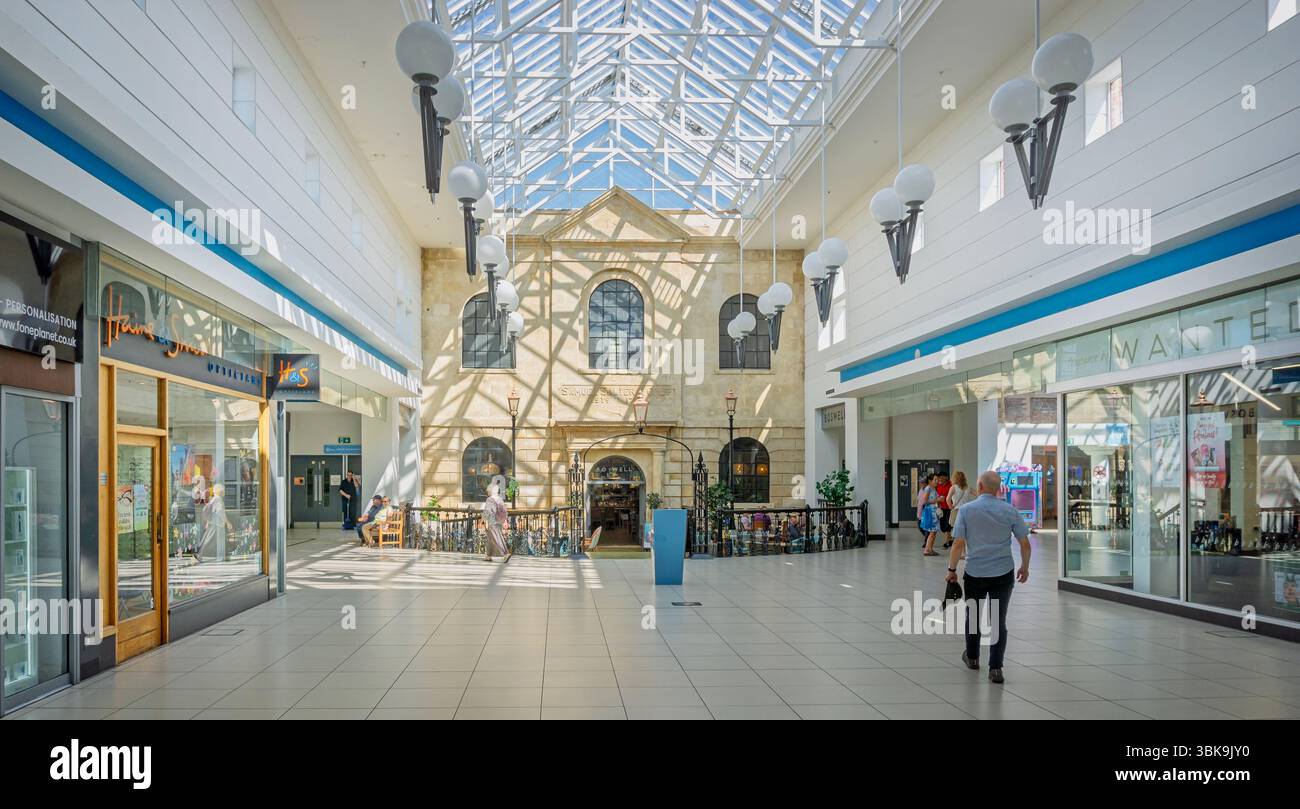 Interior view of shops and cafe inside the Shires Shopping Mall in ...
