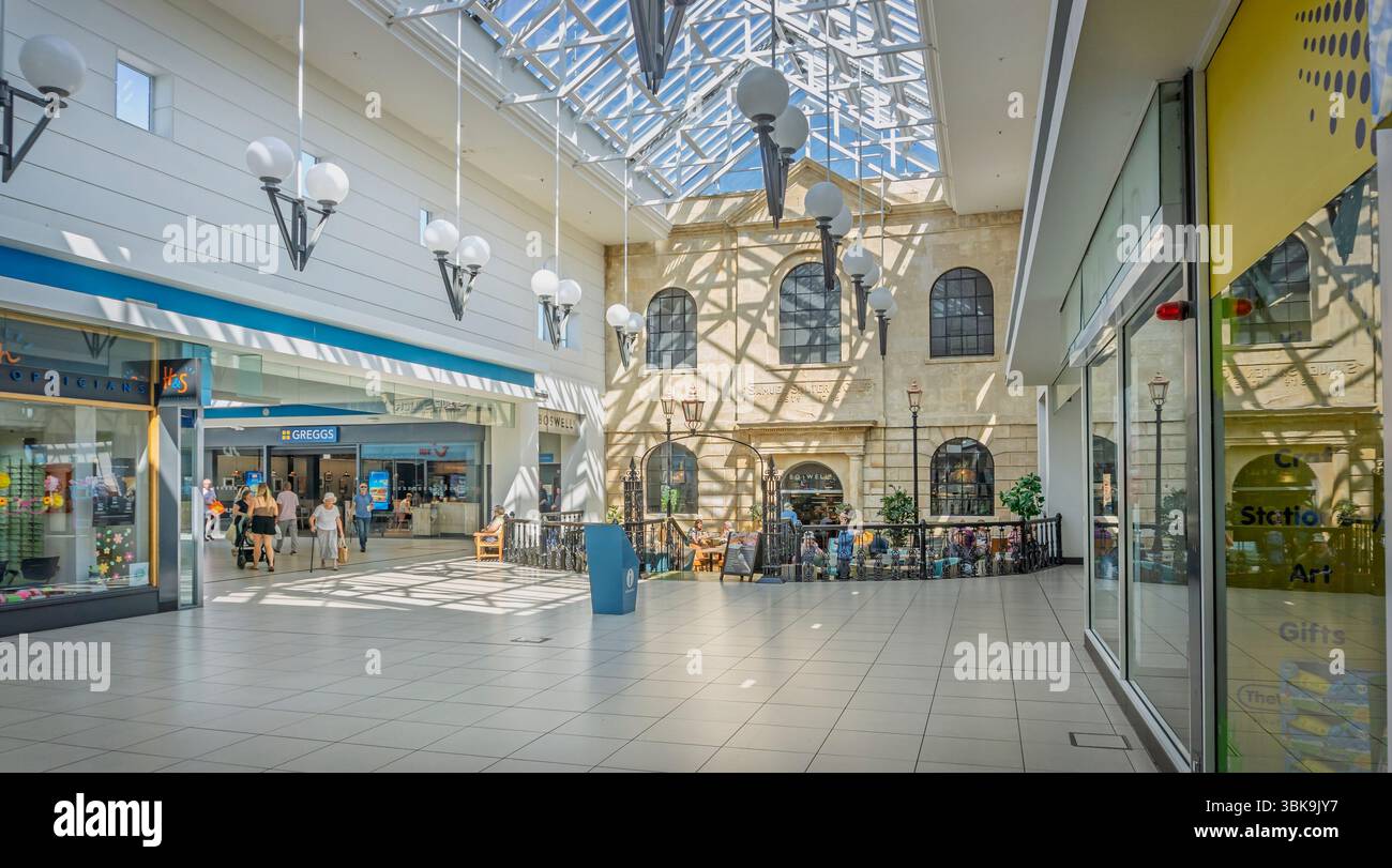 Interior view of shops and cafe inside the Shires Shopping Mall in ...