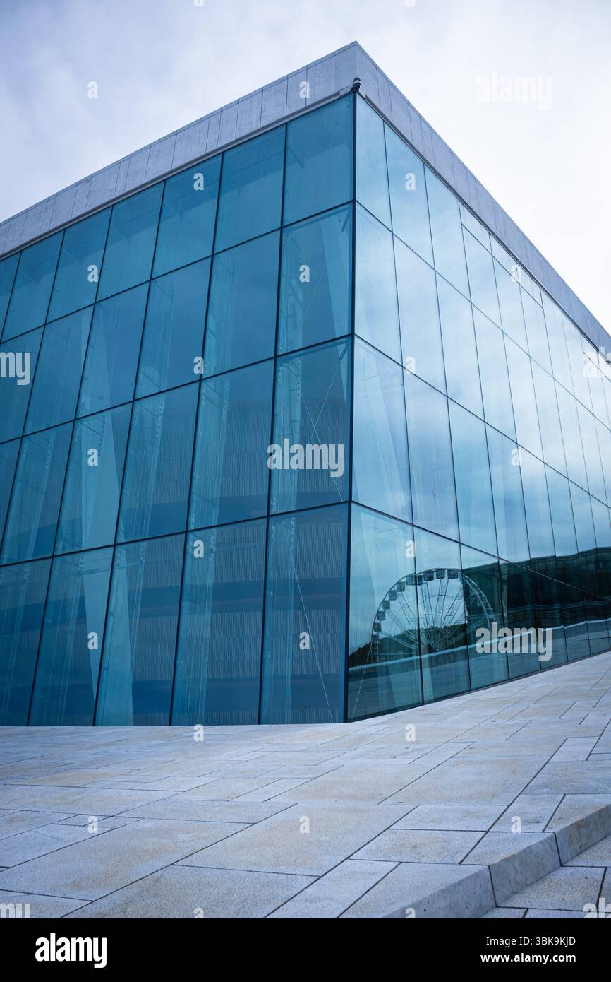 A close-up view of the Oslo Opera House facade, taken from the rooftop ...