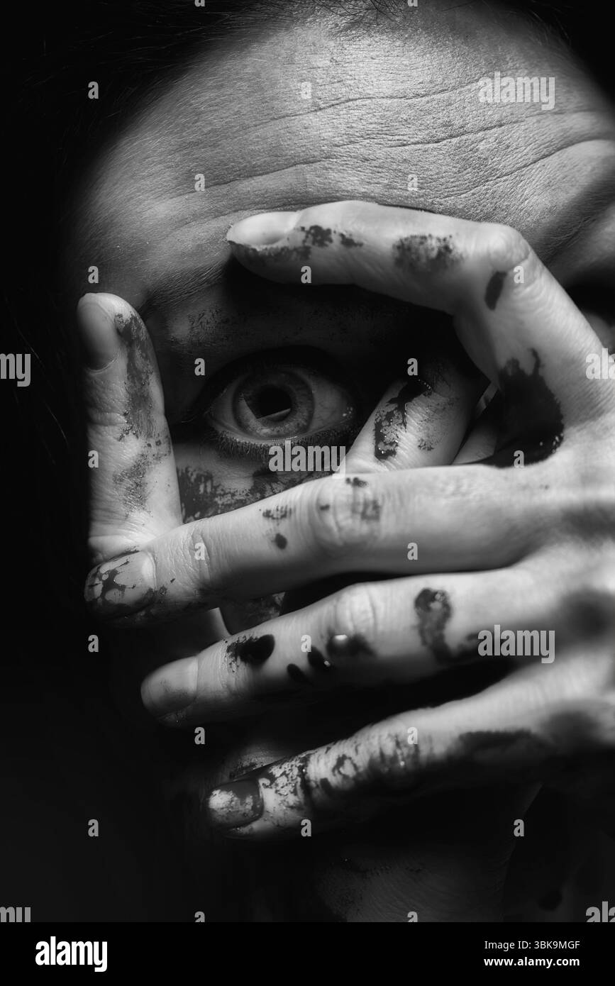 Scary woman photo Black and White Stock Photos & Images - Alamy