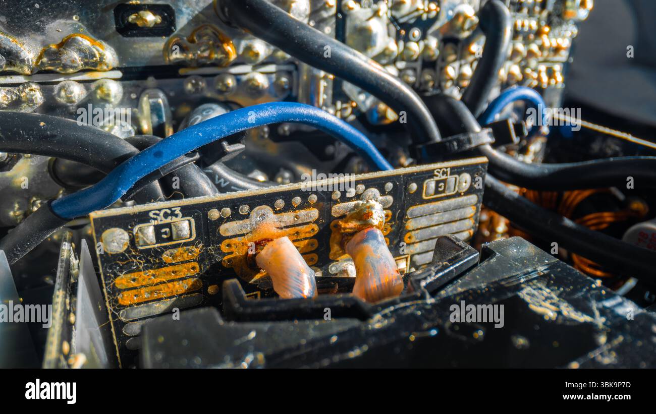 Closeup photo of damaged circuit board cllseup Stock Photo - Alamy