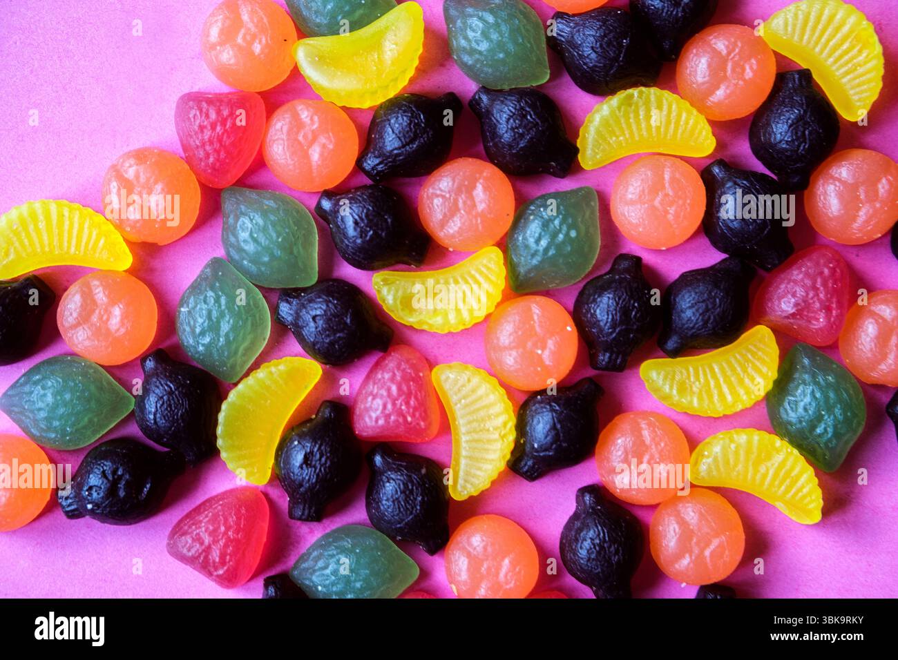 London UK, June 19 2025, Selection of Colourful Fruit Flavoured Gum ...