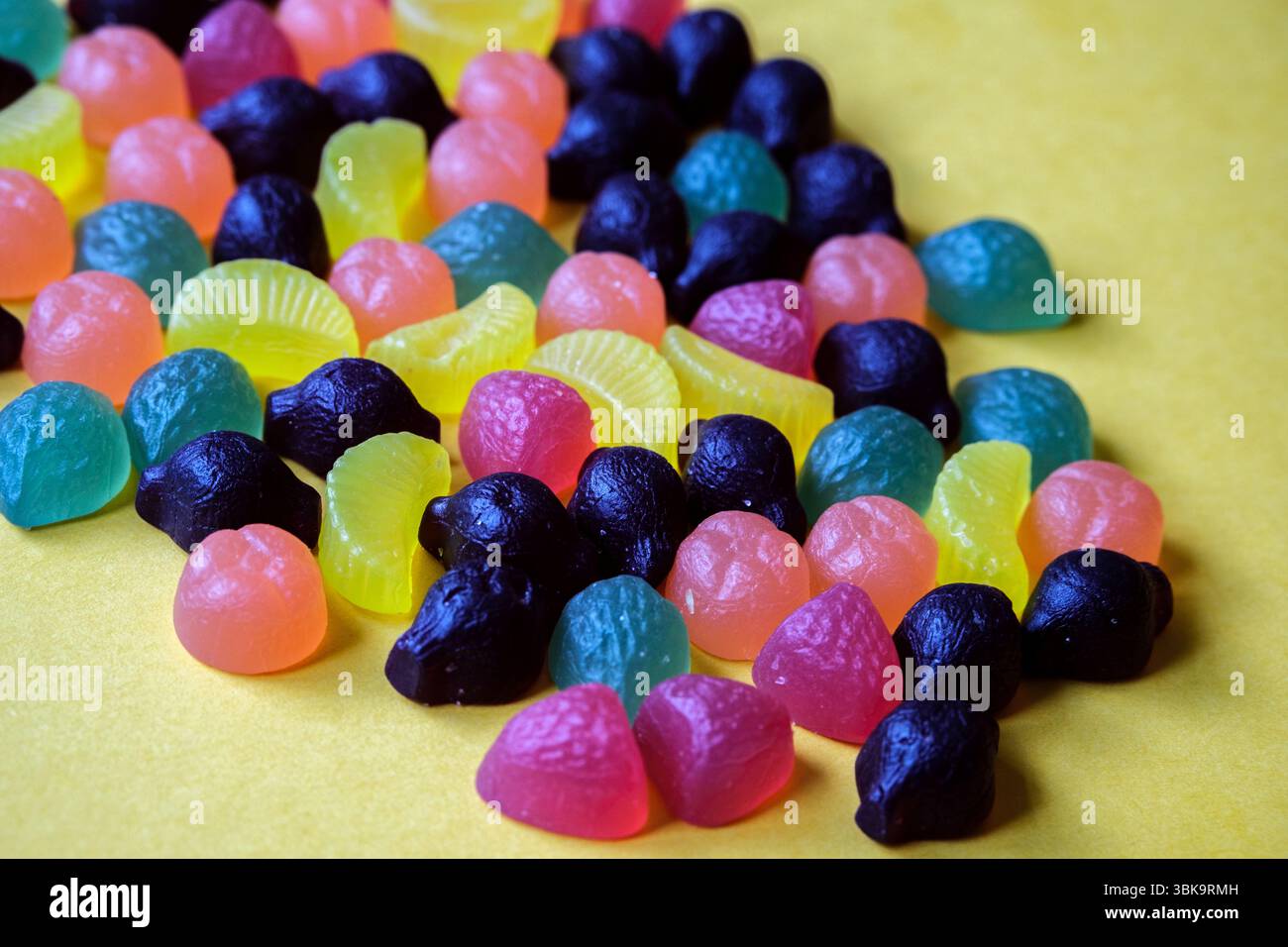 London UK, June 19 2025, Selection of Colourful Fruit Flavoured Gum ...