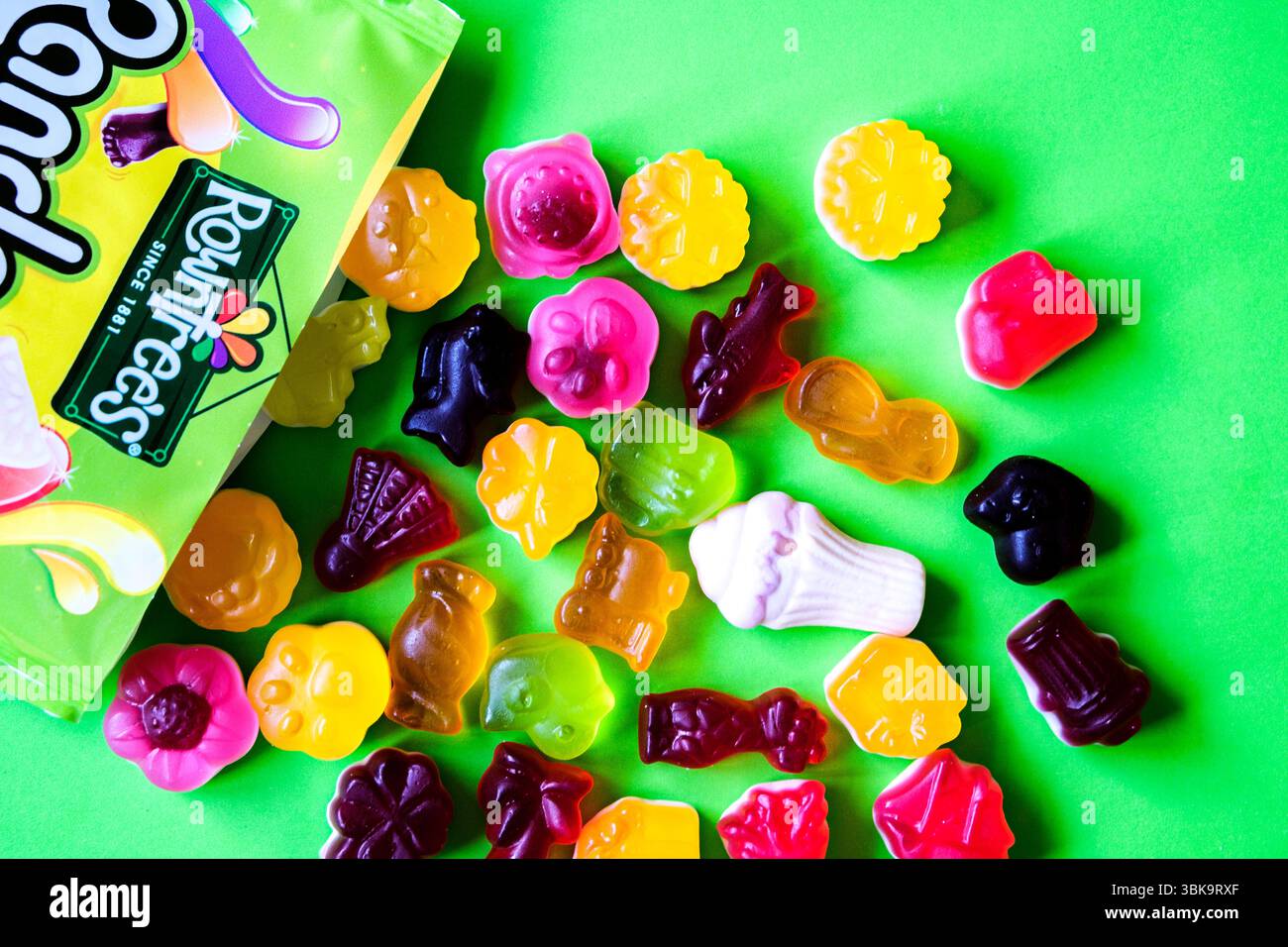 London UK, June 19 2025, Open Packet Of Rowmtrees Fruit Flavoured ...