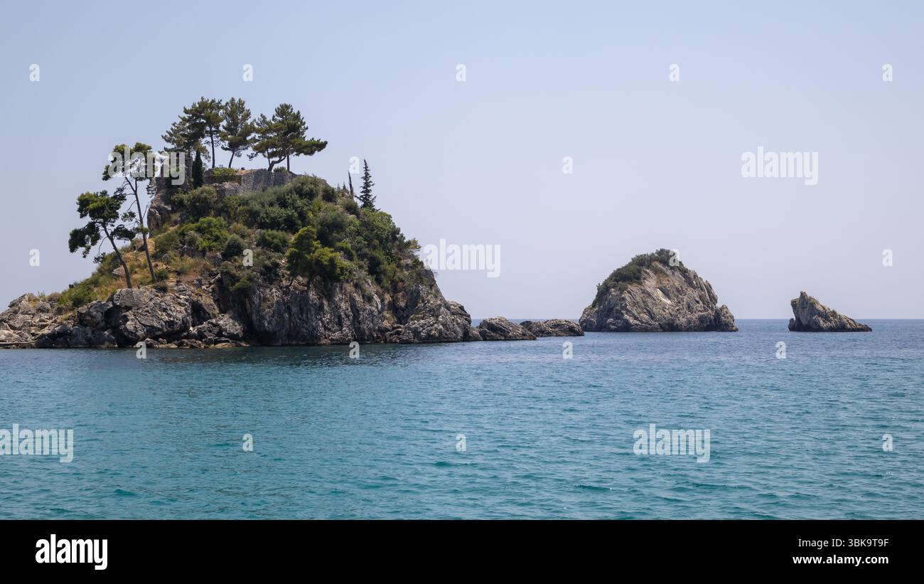 Greek Panagia Island with Saint Prokopios Holy Chapel in Parga, Ionian ...