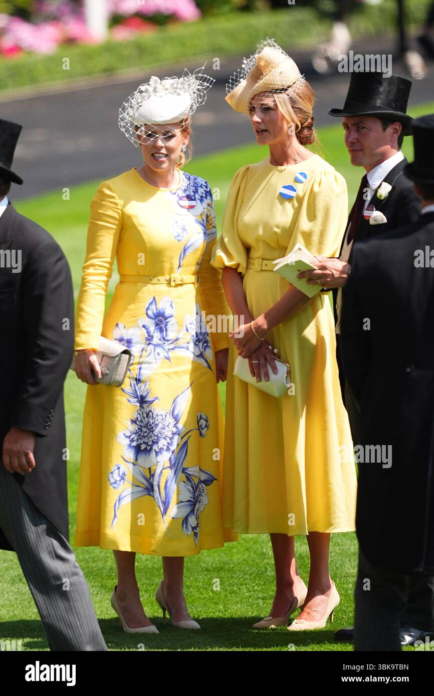 (left to right) Princess Beatrice, Harriet Sperling and Peter Phillips ...