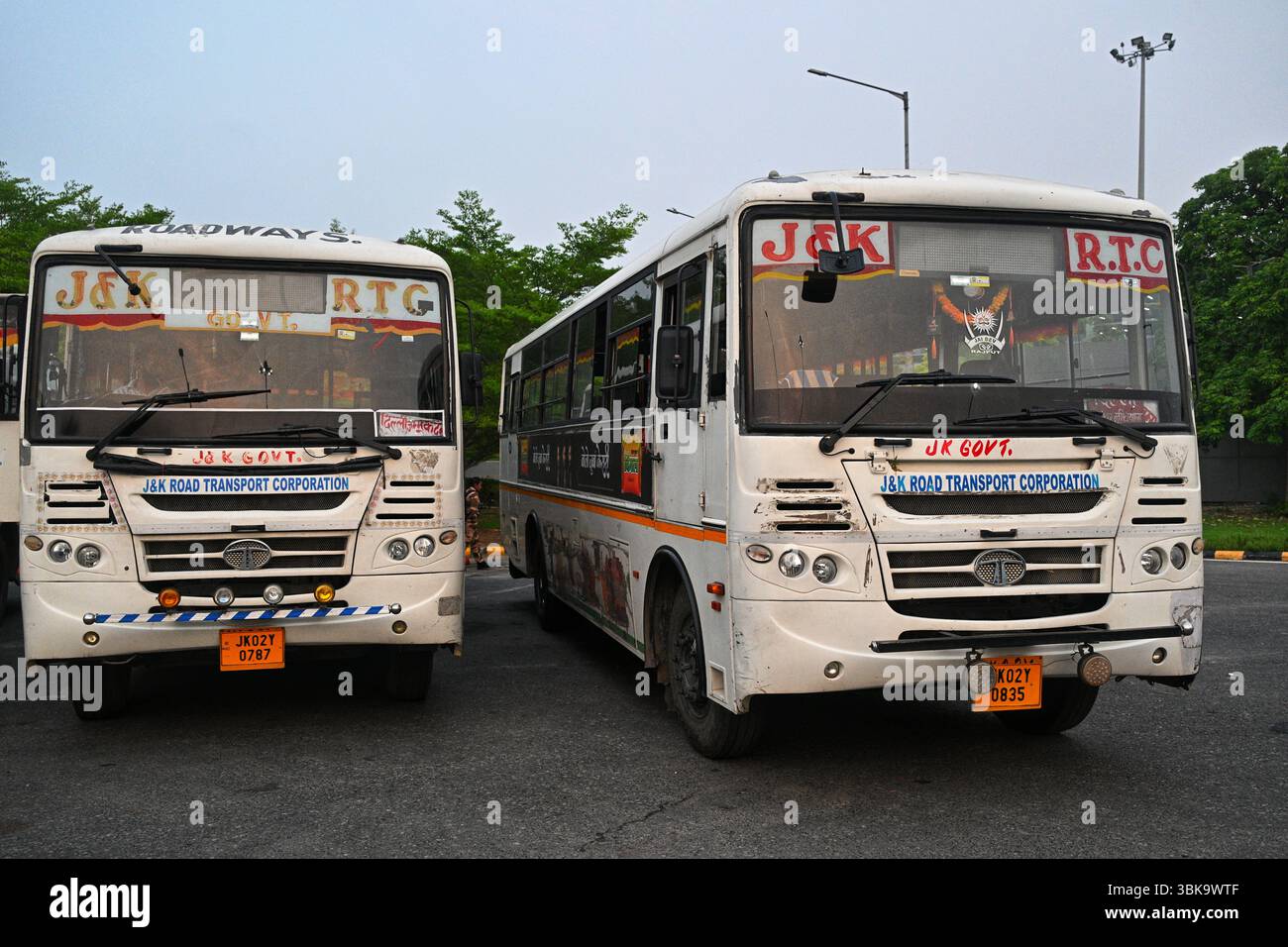 NEW DELHI, INDIA - JUNE 19: JKSRTC buses at the Airport Parking to pick ...