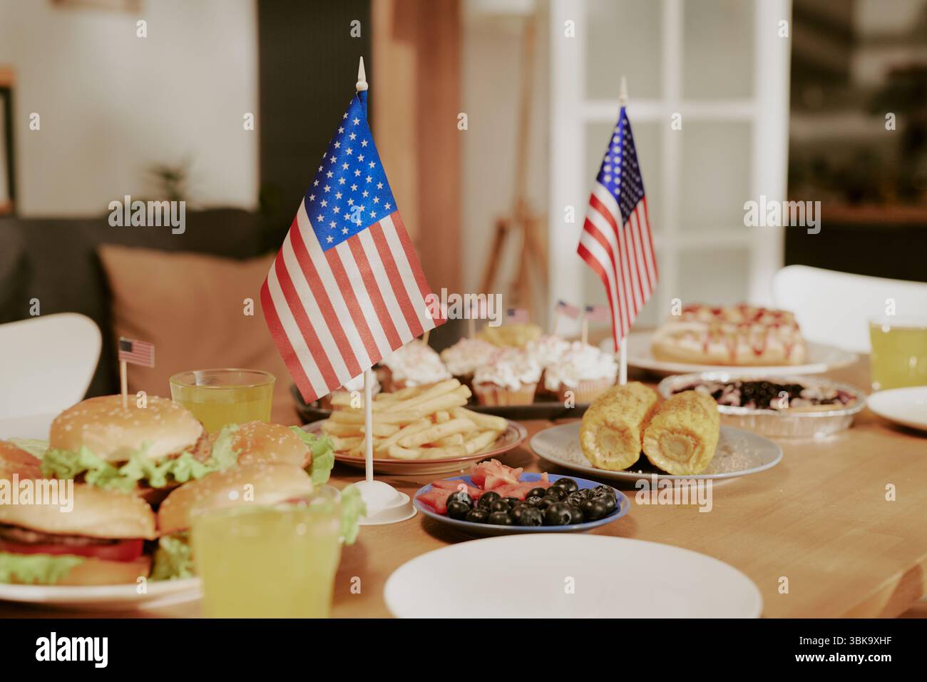 American Food Table Displaying Festive Meal Celebrating National ...