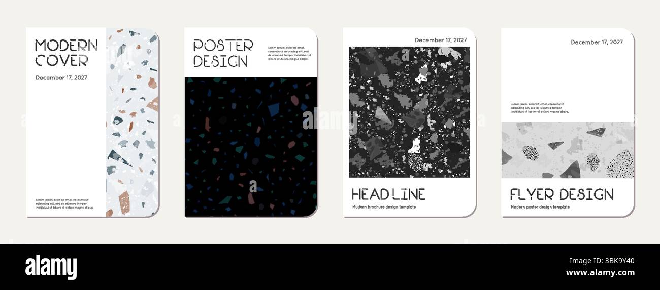 Notebook cover design. Terrazzo abstract background made of natural ...
