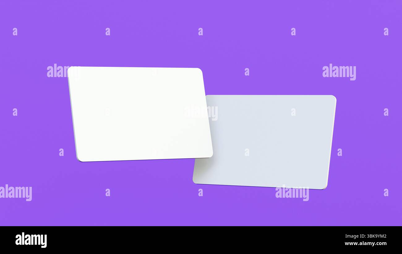 Credit debit card mock up on purple background. Blank debit card mock ...