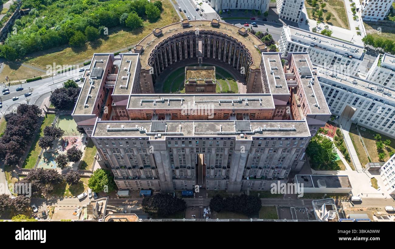 Aerial view of "Les Espaces d'Abraxas", a postmodern housing complex by ...