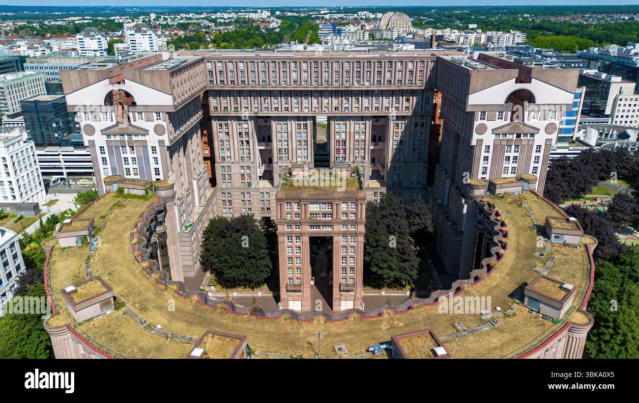 Aerial view of "Les Espaces d'Abraxas", a postmodern housing complex by ...