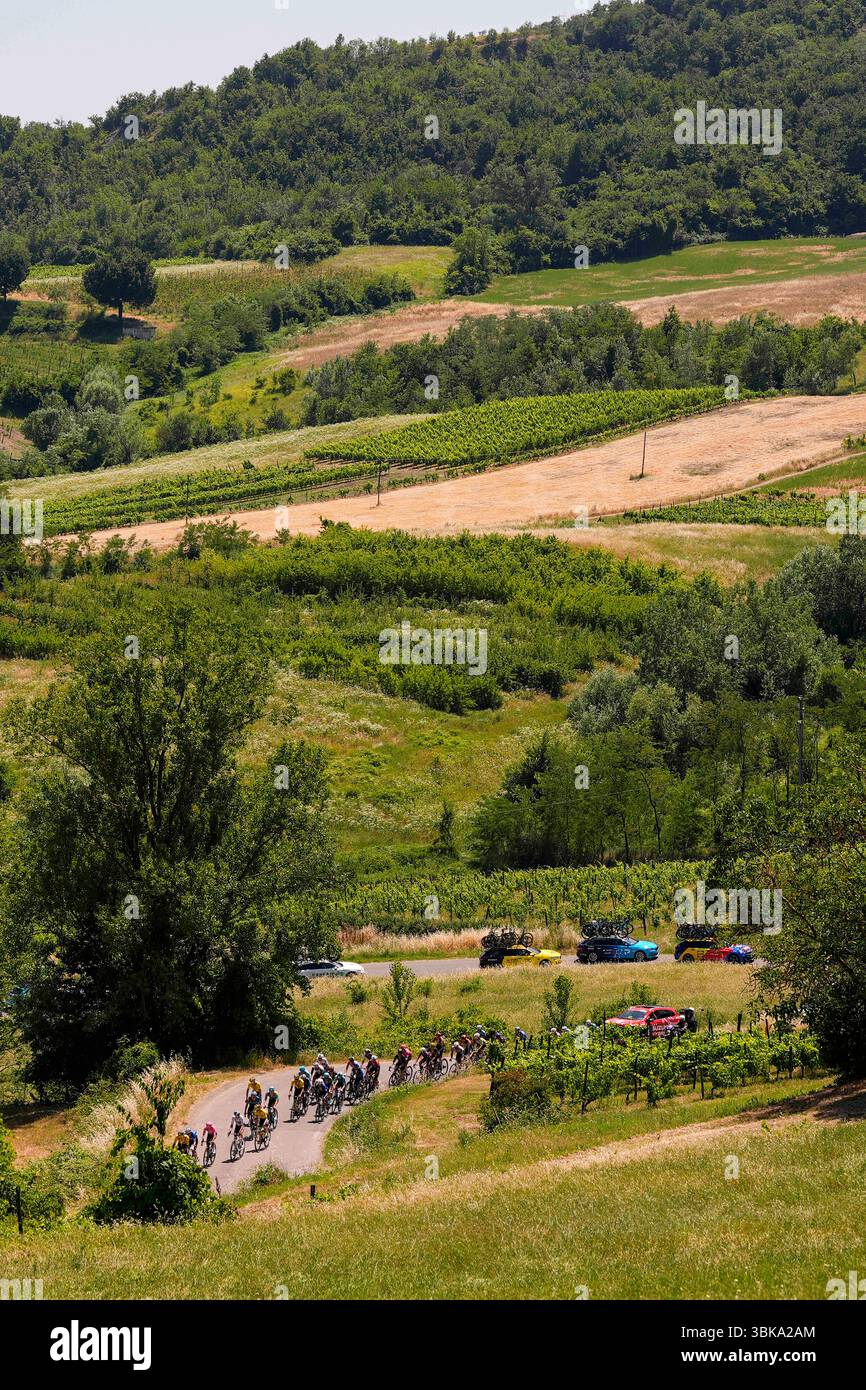The pack rides cycles during the stage 5 of the Giro Next Gen 2025 ...