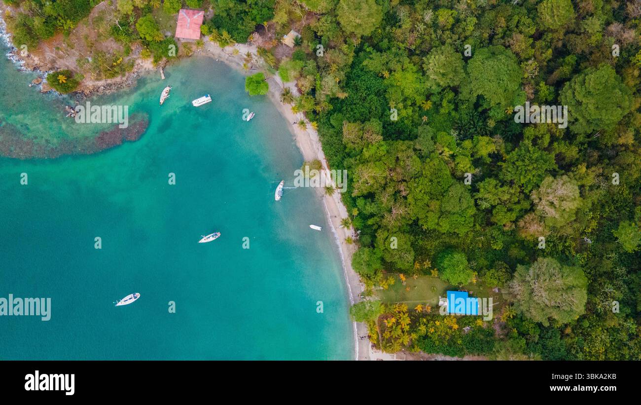 Stunning aerial view of Sapzurro beach in Choco, Colombia, showcasing ...