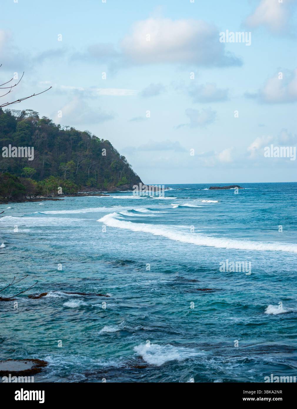 A tranquil view of the shoreline in Sapzurro, Choco, Colombia ...