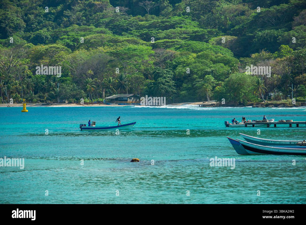 A peaceful view of the turquoise waters in Sapzurro, Choco, Colombia ...