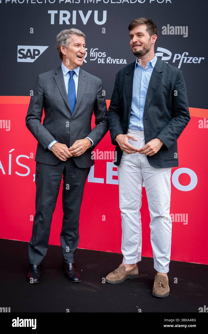 Alberto Nunez Feijoo and Pablo Gonzalez Ruiz de la Torre attend to 'Talent' Forum 2025 at Domo ...