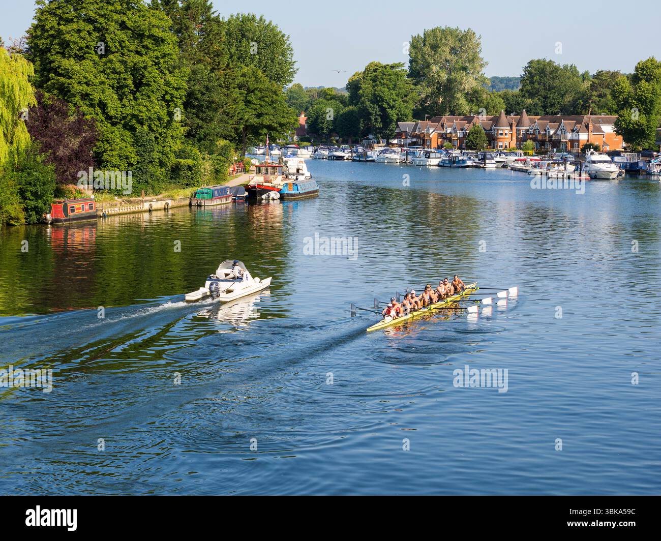 Hot Summer Day, Woman's Rowing Practice, River Thames, Bourne End ...