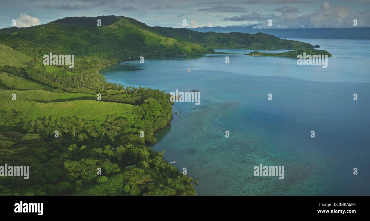 Aerial drone footage revealing the stunning beauty of a tropical Fiji ...