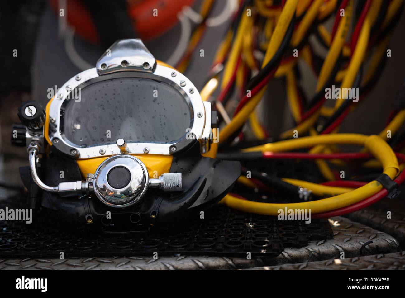 Close up photo of commercial diving helmet Stock Photo - Alamy
