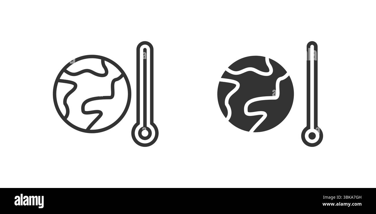 Heatwaves icon set showing rising temperature and climate change Stock ...