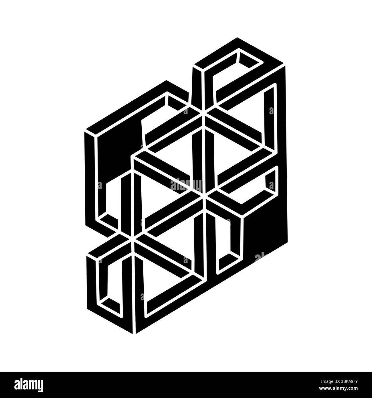 Impossible optical illusion shape. Optical art object. Impossible ...
