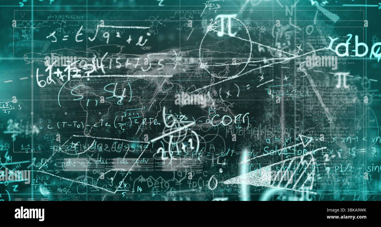 Displaying teal-green interface showing math symbols and equations on ...