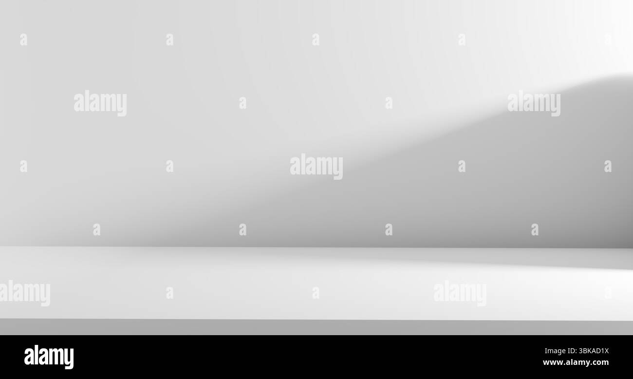 Minimalist empty white studio background with soft shadows, offering a ...
