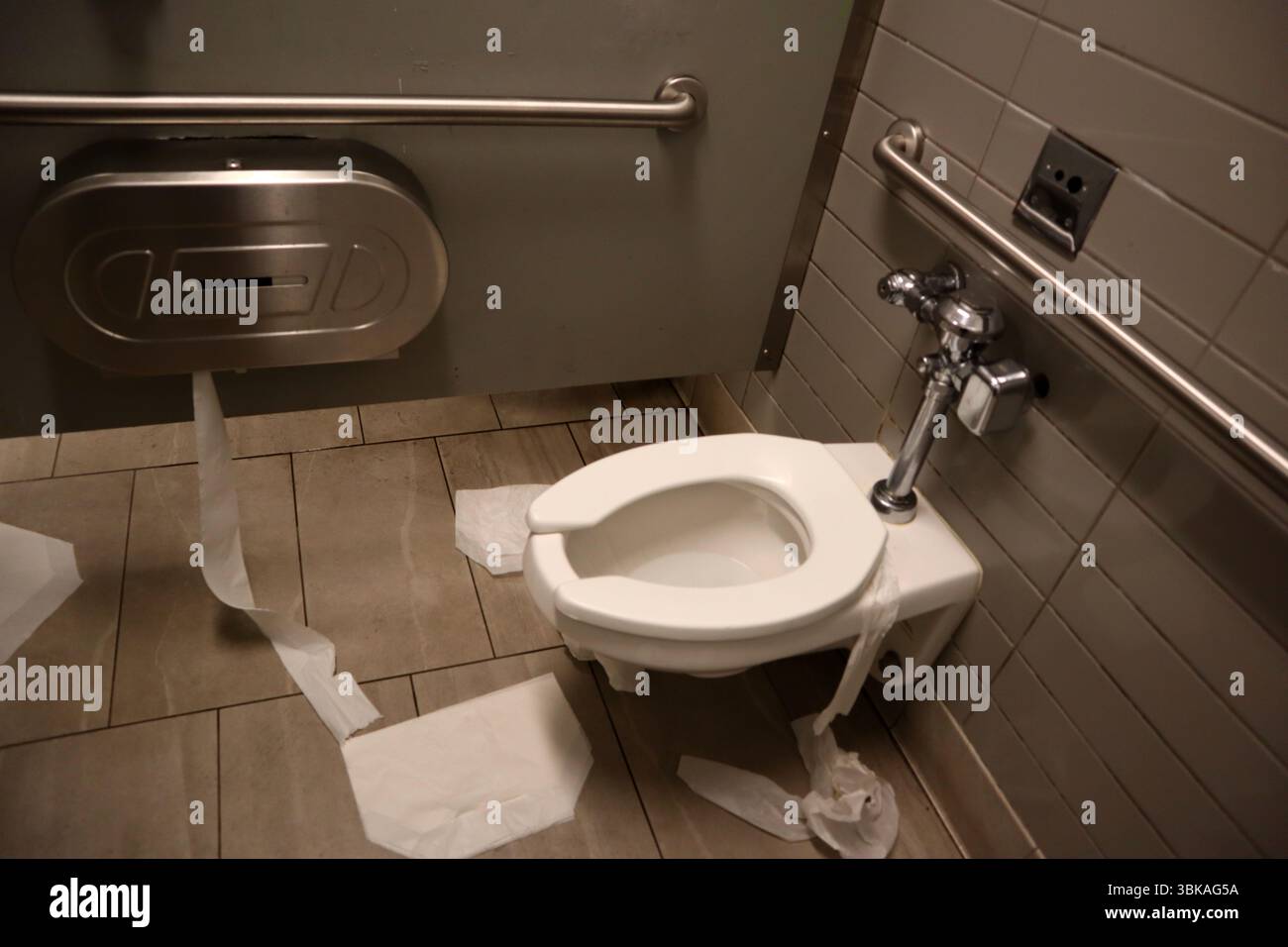 Interior view of Public Restroom at Unsanitary Conditions Stock Photo ...