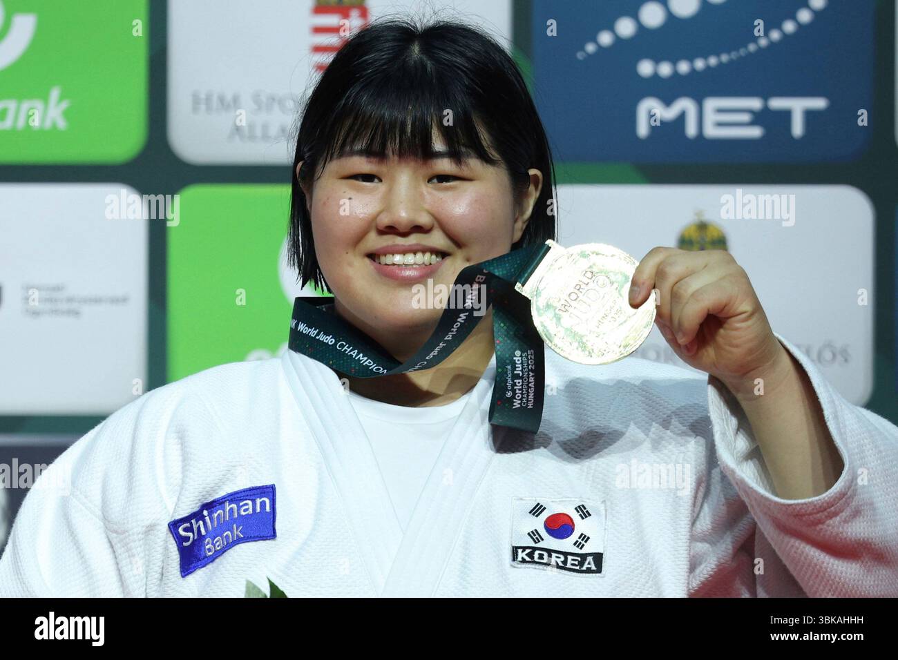 Gold medalist Hayun KIM of Republic of Korea poses for photos during ...