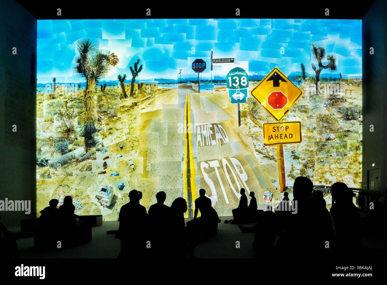 People watching the David Hockney immersive exhibition Bigger & Closer ...