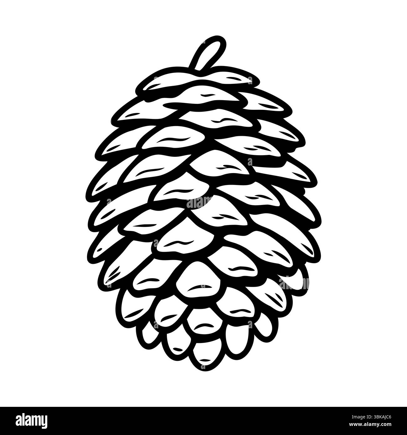A detailed illustration of a pine cone. The pine cone is depicted in a ...