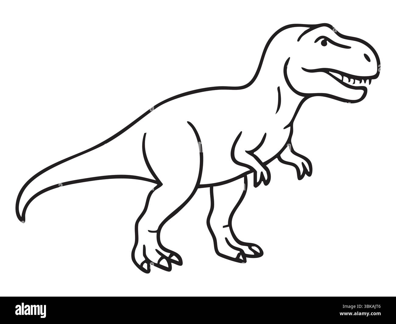 Black outline of t rex dinosaur isolated on white background, graphic ...