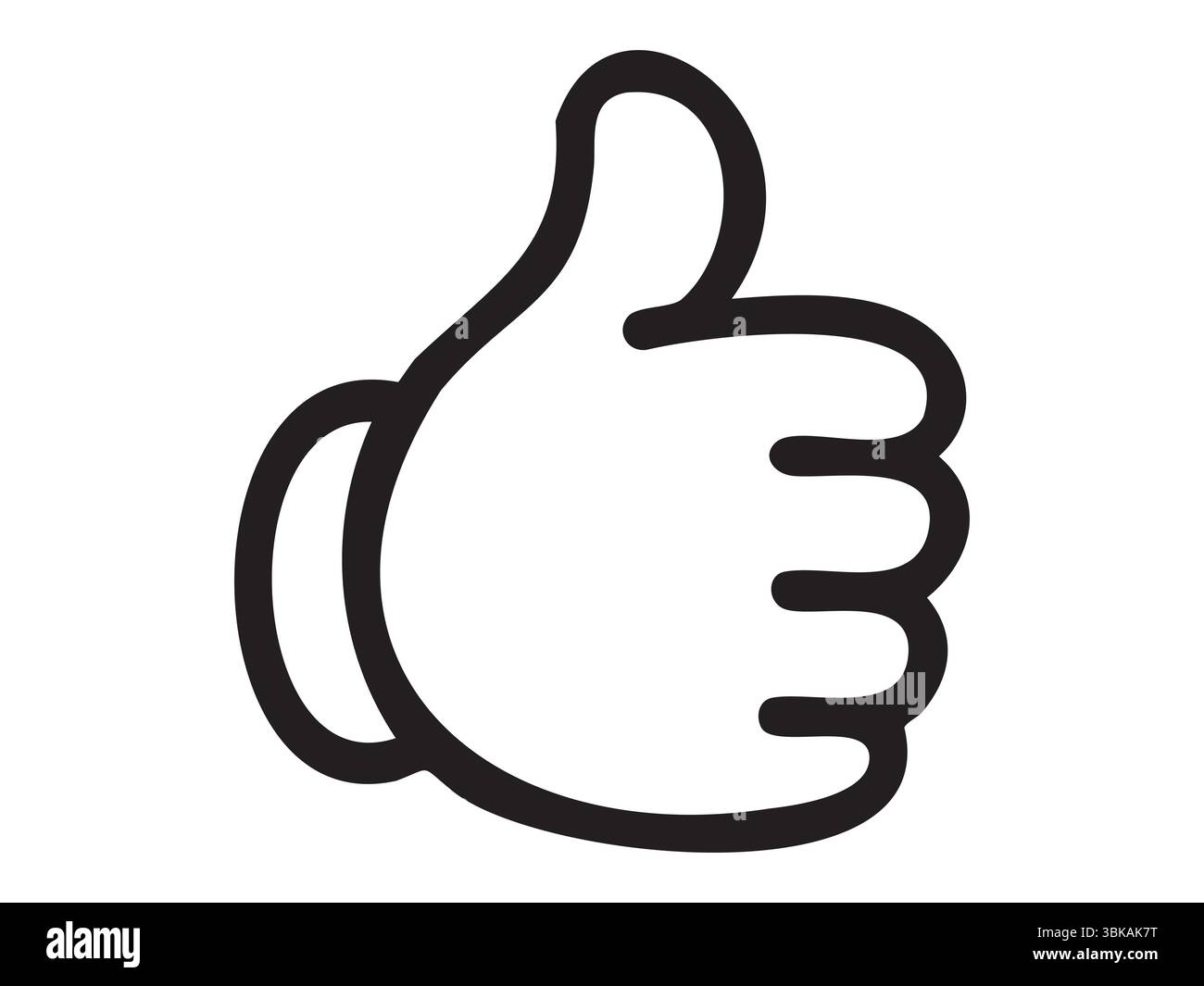 Thumbs up hand gesture icon, black outline on white background, graphic ...