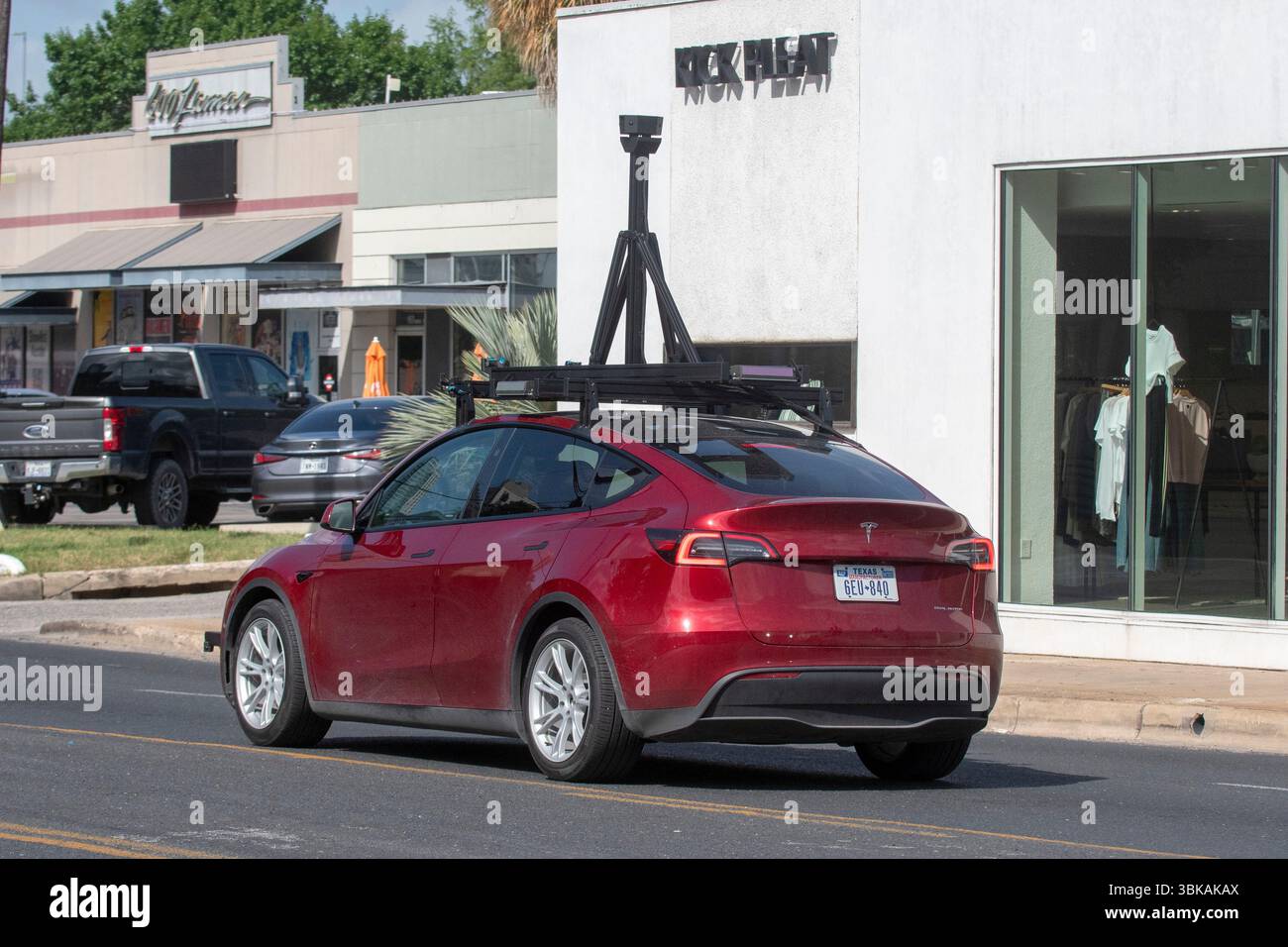 Austin Texas USA, June 19 2025: A Tesla Model Y electric car with ...