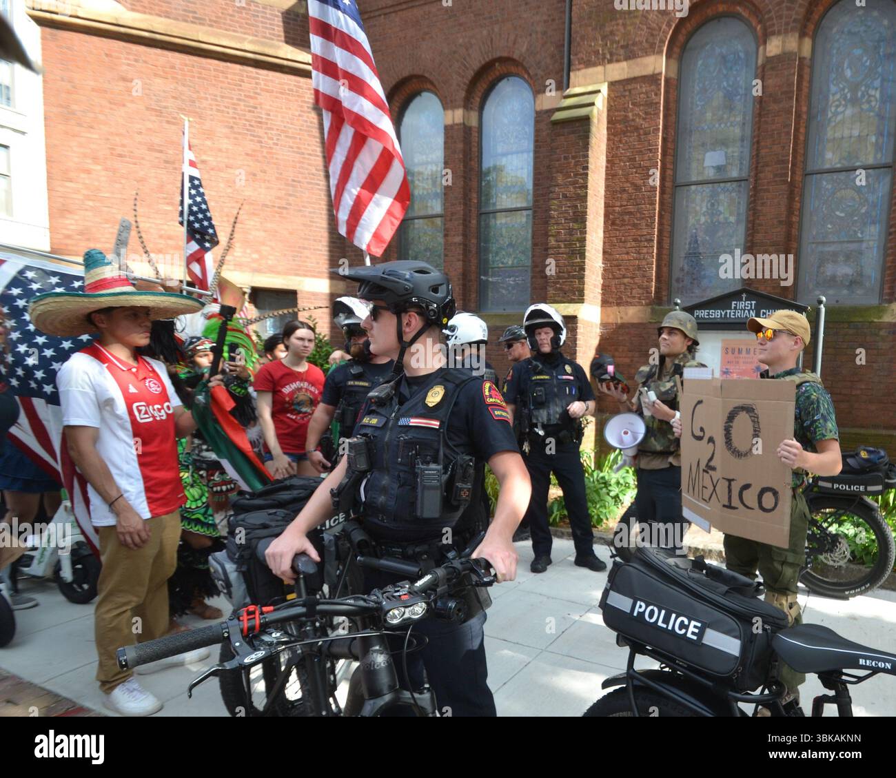 Raleigh Police protest two counter protesters at the No Kings Rally in ...