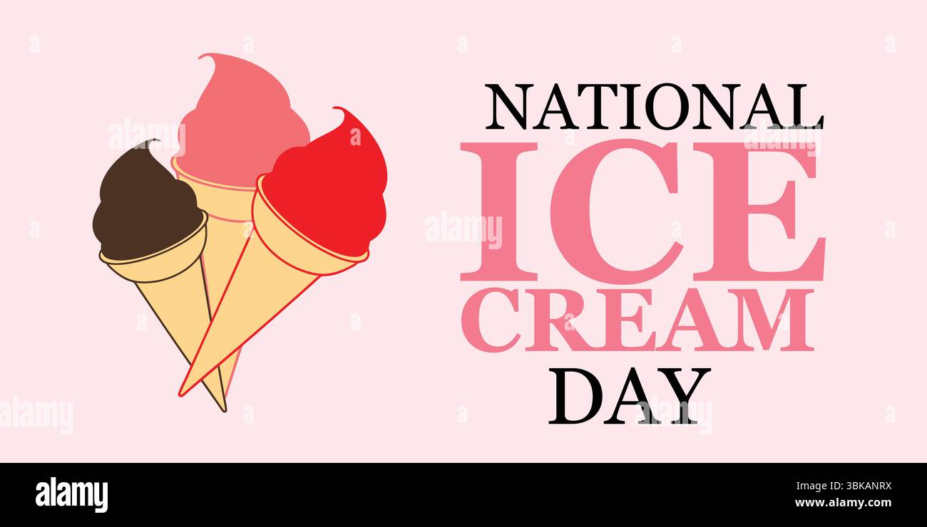 National Ice Cream Day Poster with Dual Scoop Cones Stock Vector Image ...