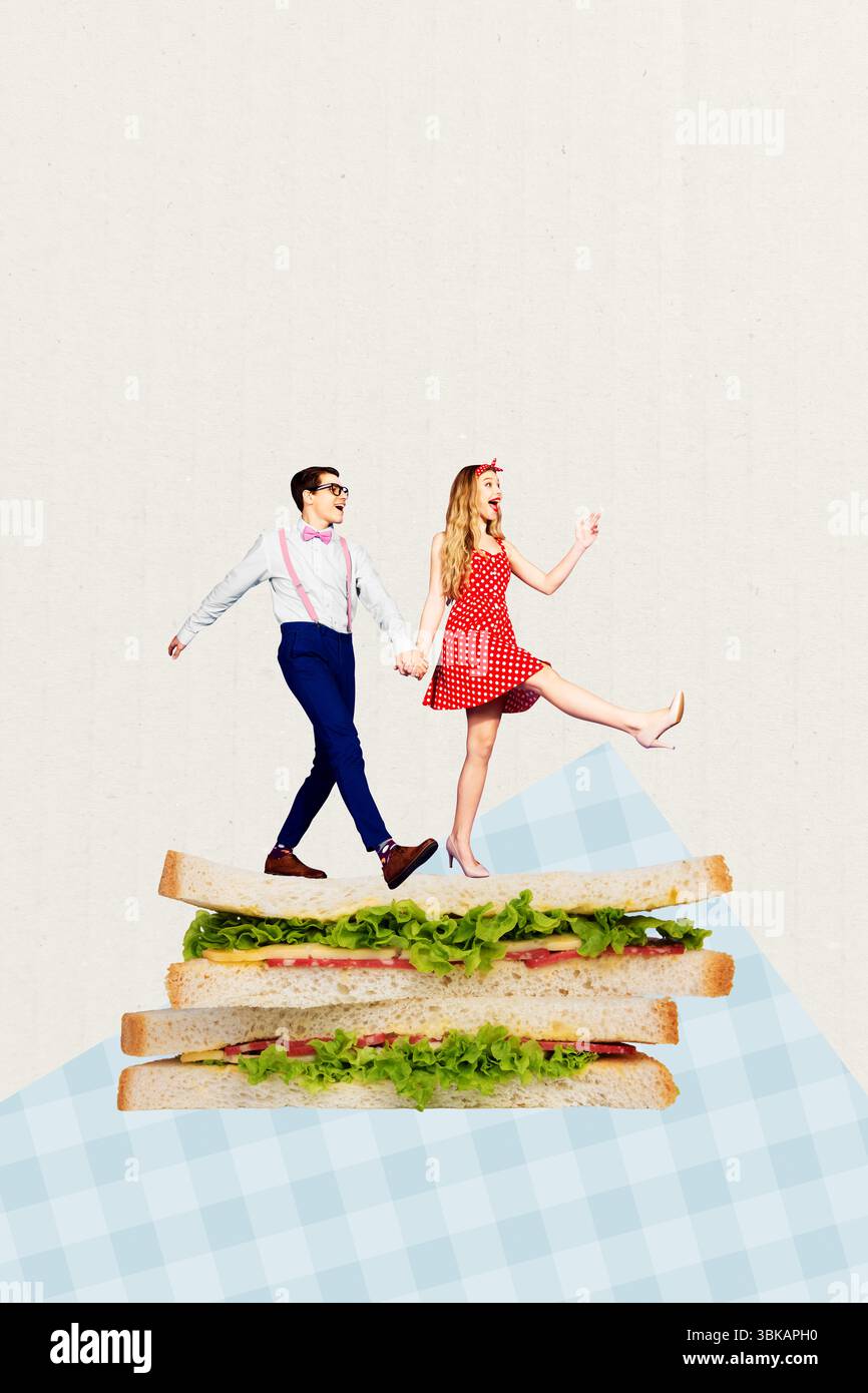 Trend artwork composite banner 3D photo collage of couple boyfriend ...