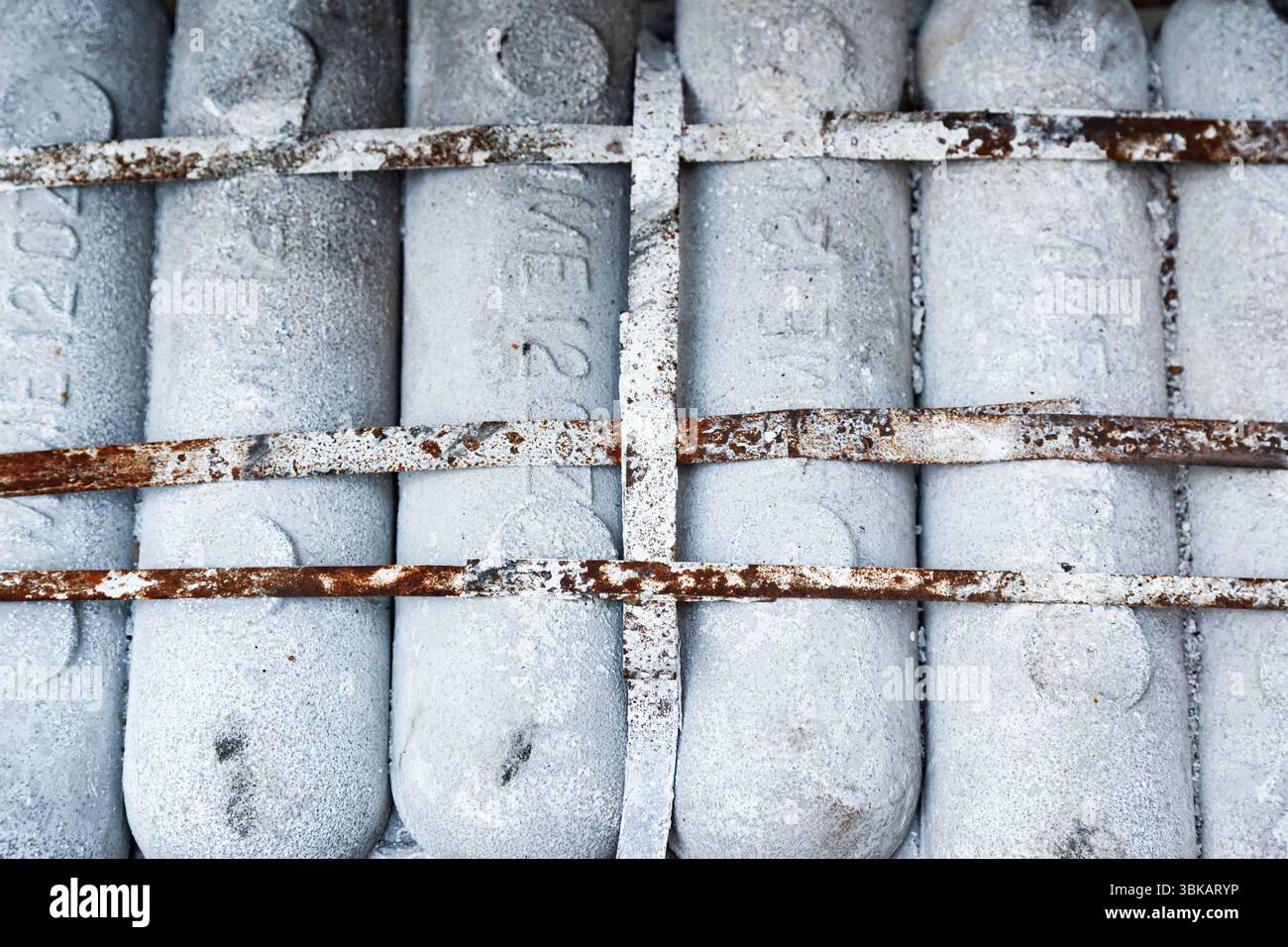 A pack of zinc anodes for installation on a ship to protect the hull ...