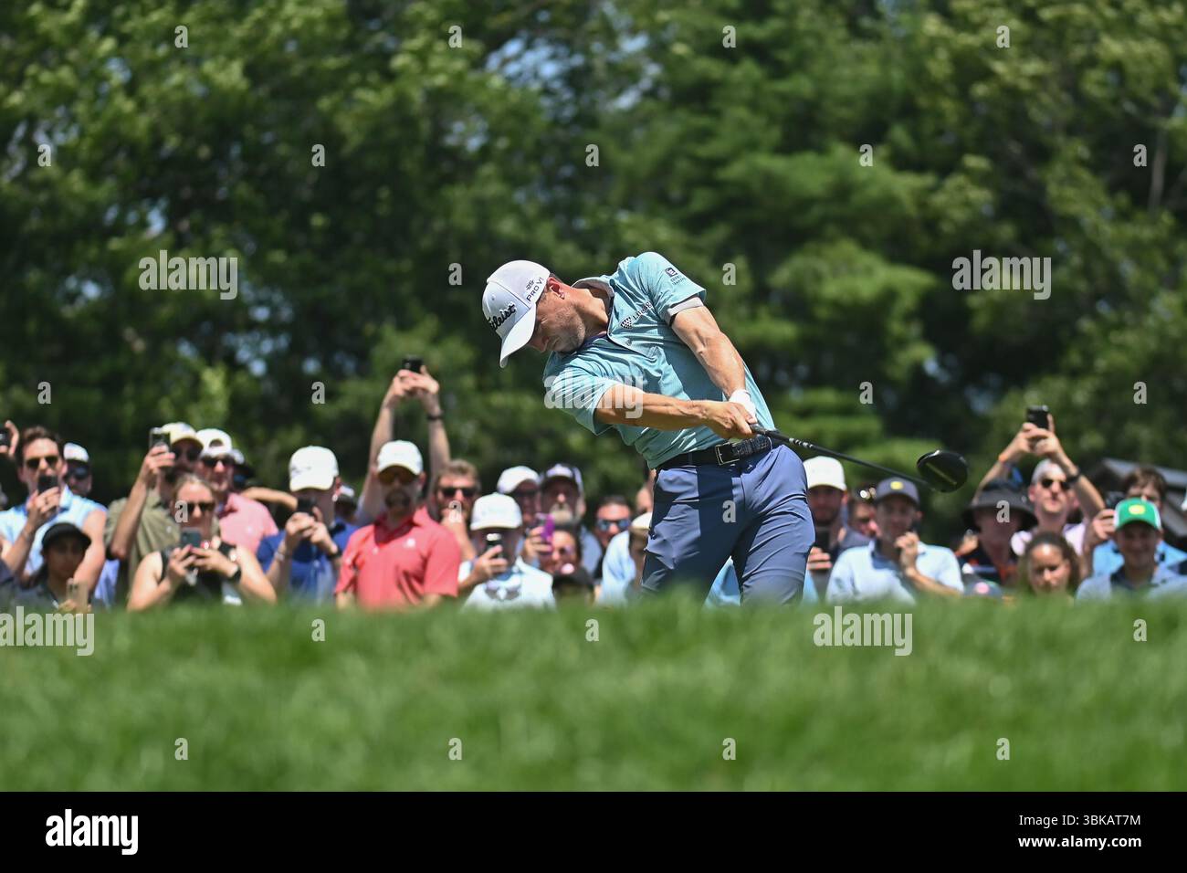 Thursday June 19, 2025: Justin Thomas hits his tee shot on the First ...