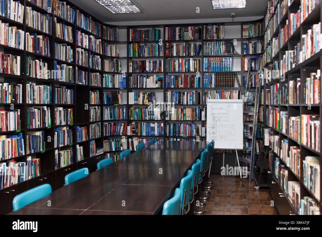 CHISINAU, MOLDOVA - MARCH 14, 2025; Old Library interior with long ...