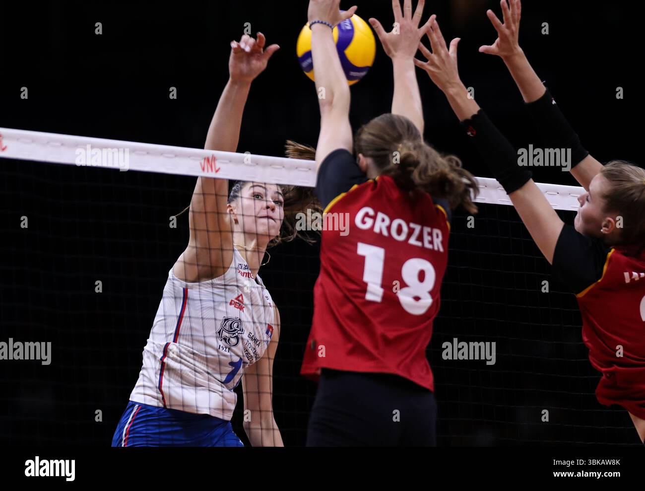 Belgrade, Serbia. 19th Jun, 2025. Hena Kurtagic of Serbia spikes the ...
