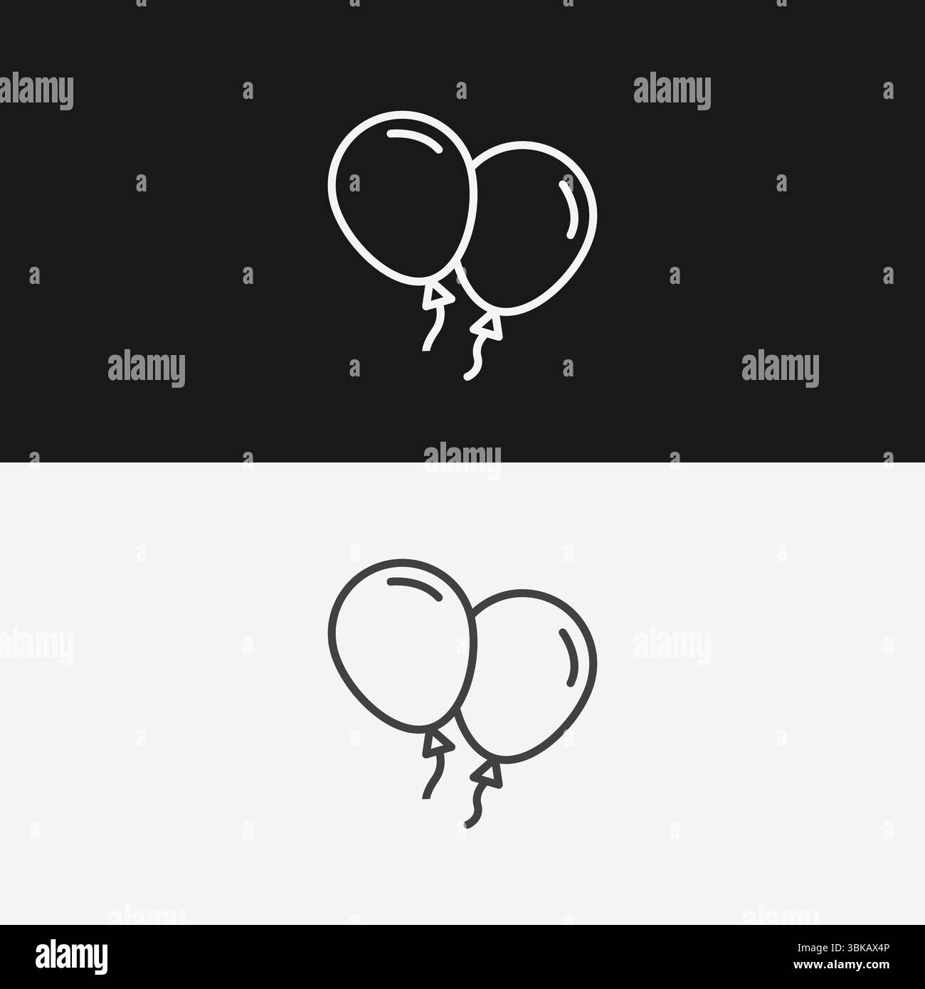Party Balloons with Strings on Black and White Backgrounds ...