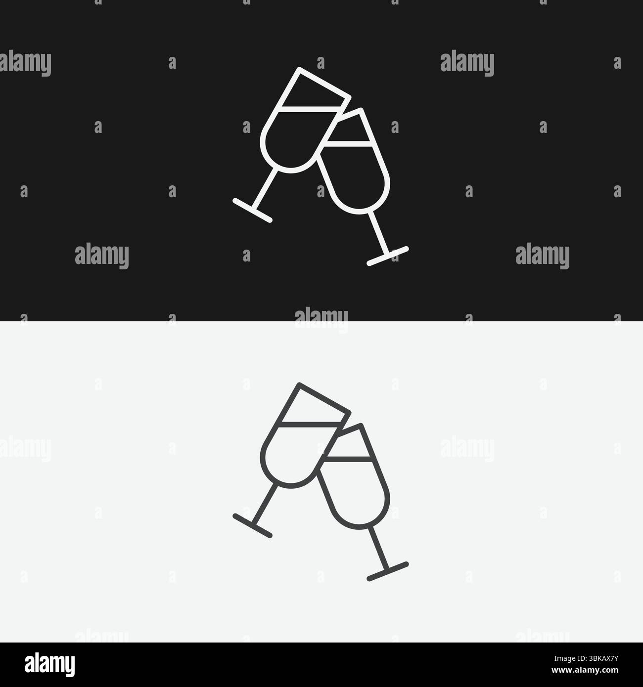 Two Clinking Wine Glasses on Black and White Backgrounds, Representing ...
