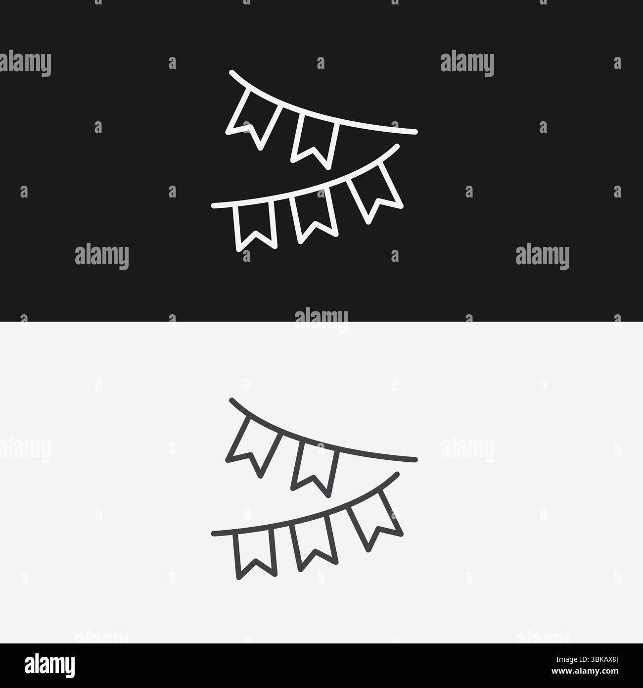 Party Garland or Bunting on Black and White Backgrounds, Representing ...