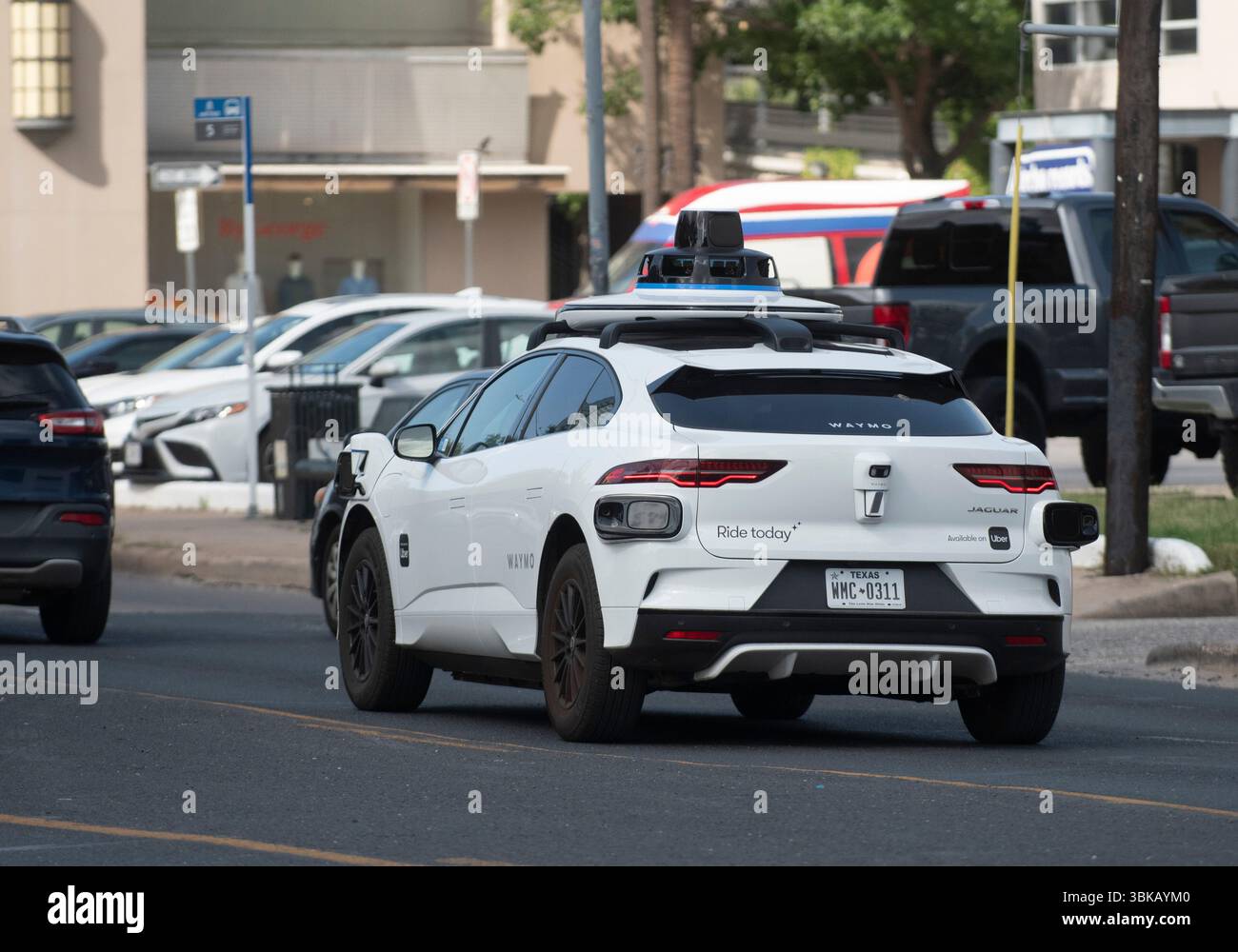 Austin Texas USA, June 19 2025: Waymo-branded robo-taxi, in partnership ...