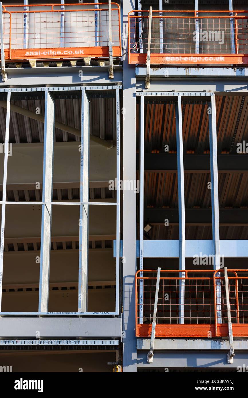 Steel skeleton frame steelwork and secondary steel frame at Radcliffe ...