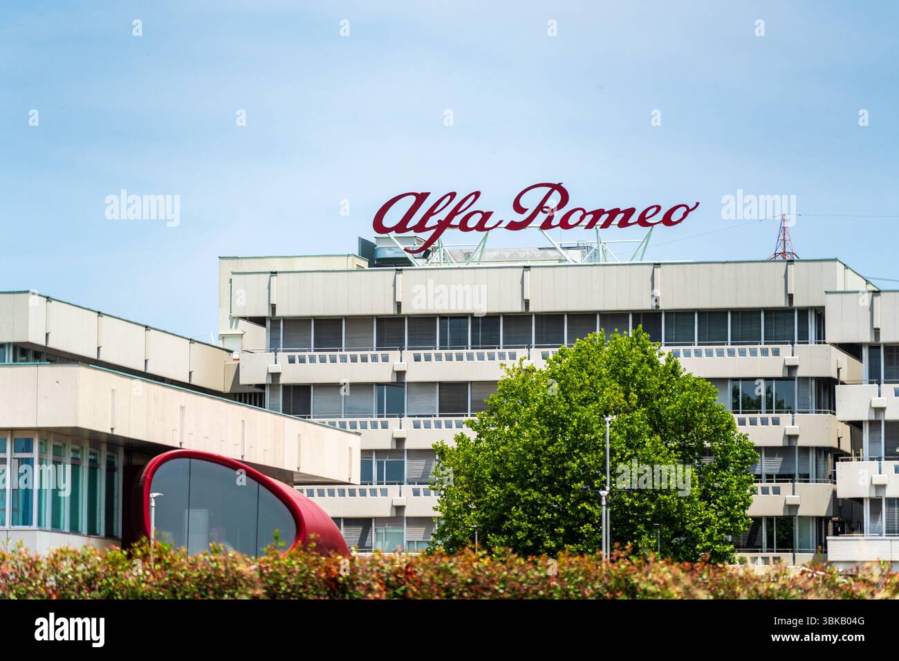 Arese, Lombardy, Italy - June 15, 2025: Former Alfa Romeo headquarters ...