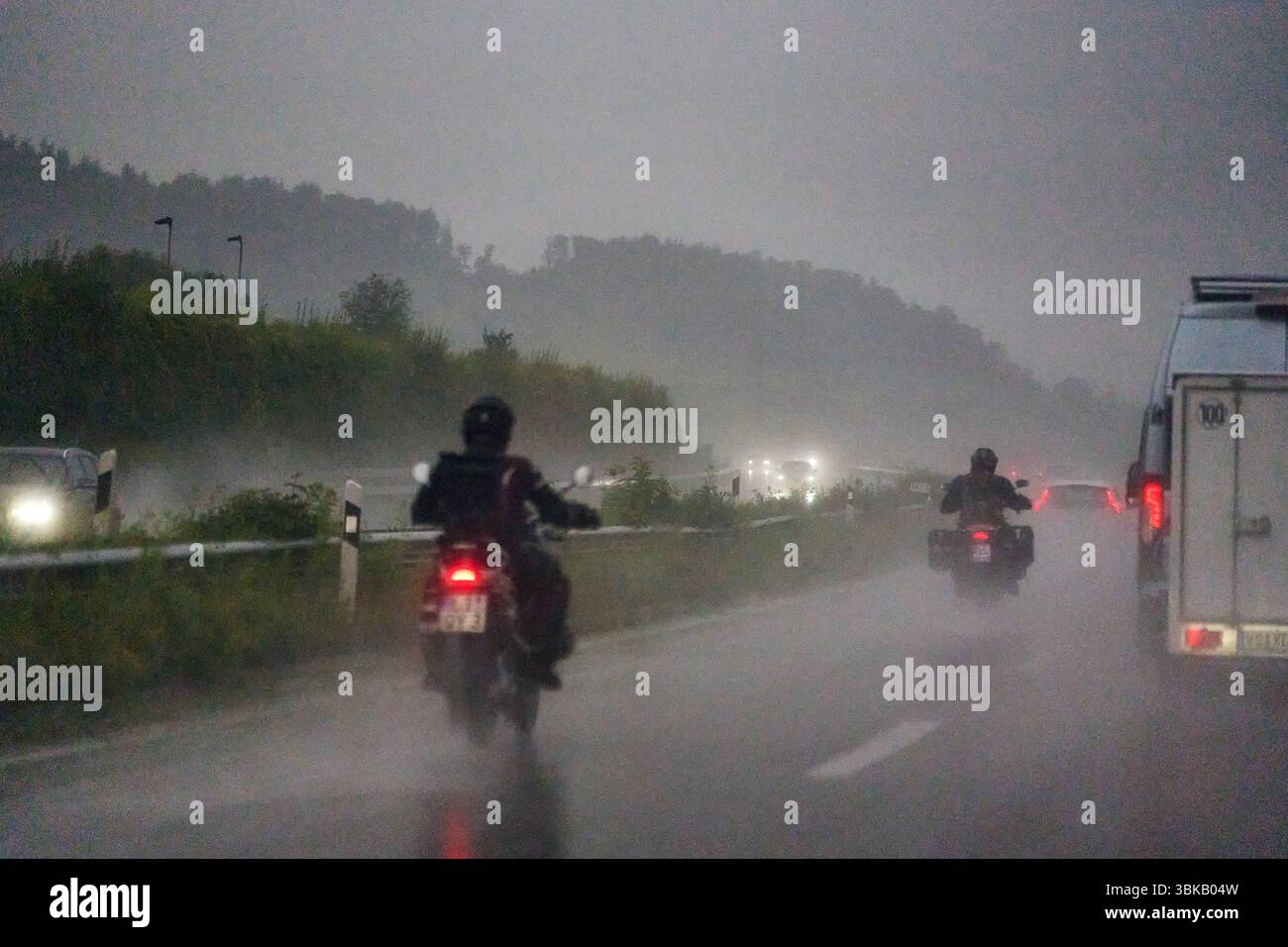 Maienfeld, Graubünden, Switzerland - June 16, 2025: Motorcyclist on the ...